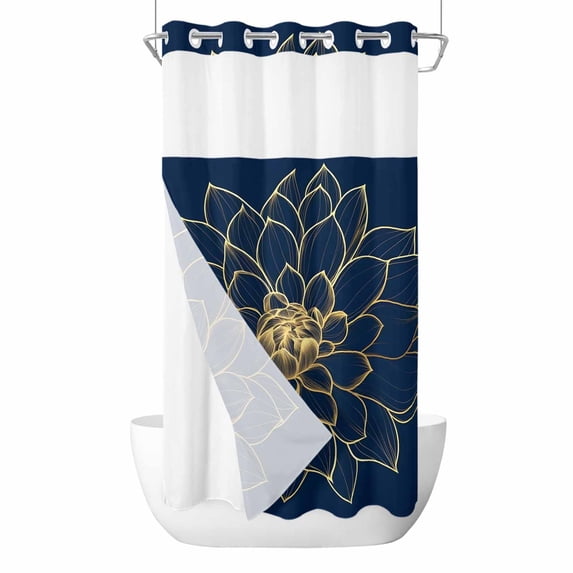 Chic Blossoms No Hook Shower Curtain and Snap in Liner Set, Vintage ...