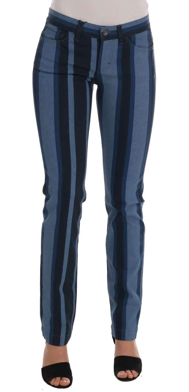 Chic Blue Striped Slim Fit Girly Jeans - Walmart.com