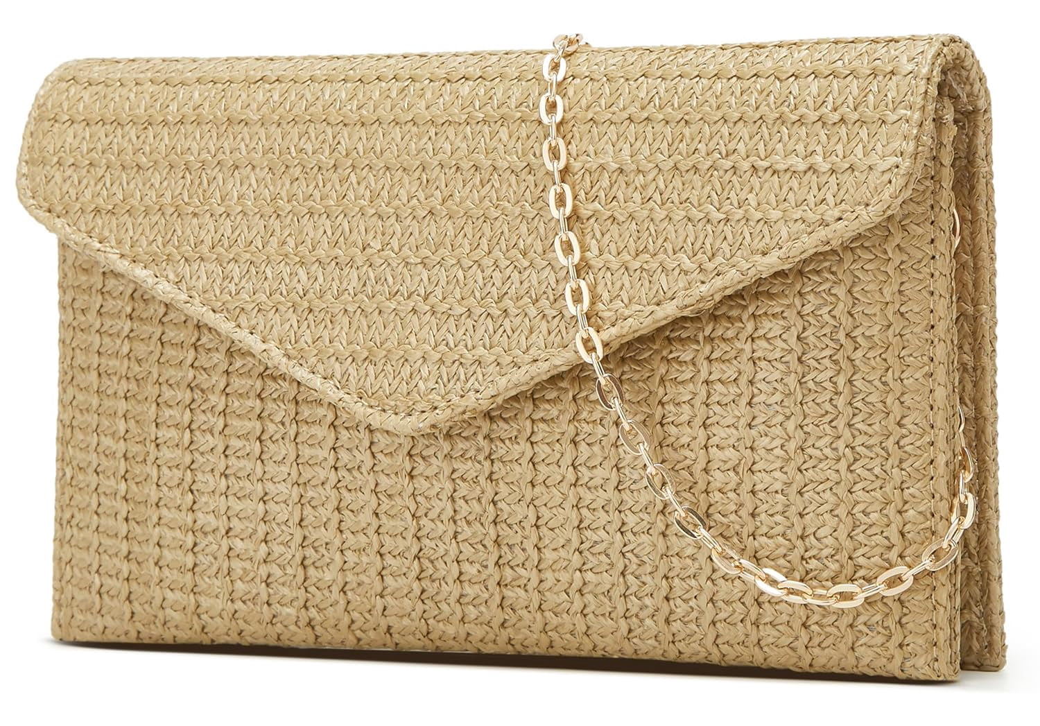 Chic Boho Straw Woven Beach Bag for Women Chain Crossbody Shoulder Flap ...