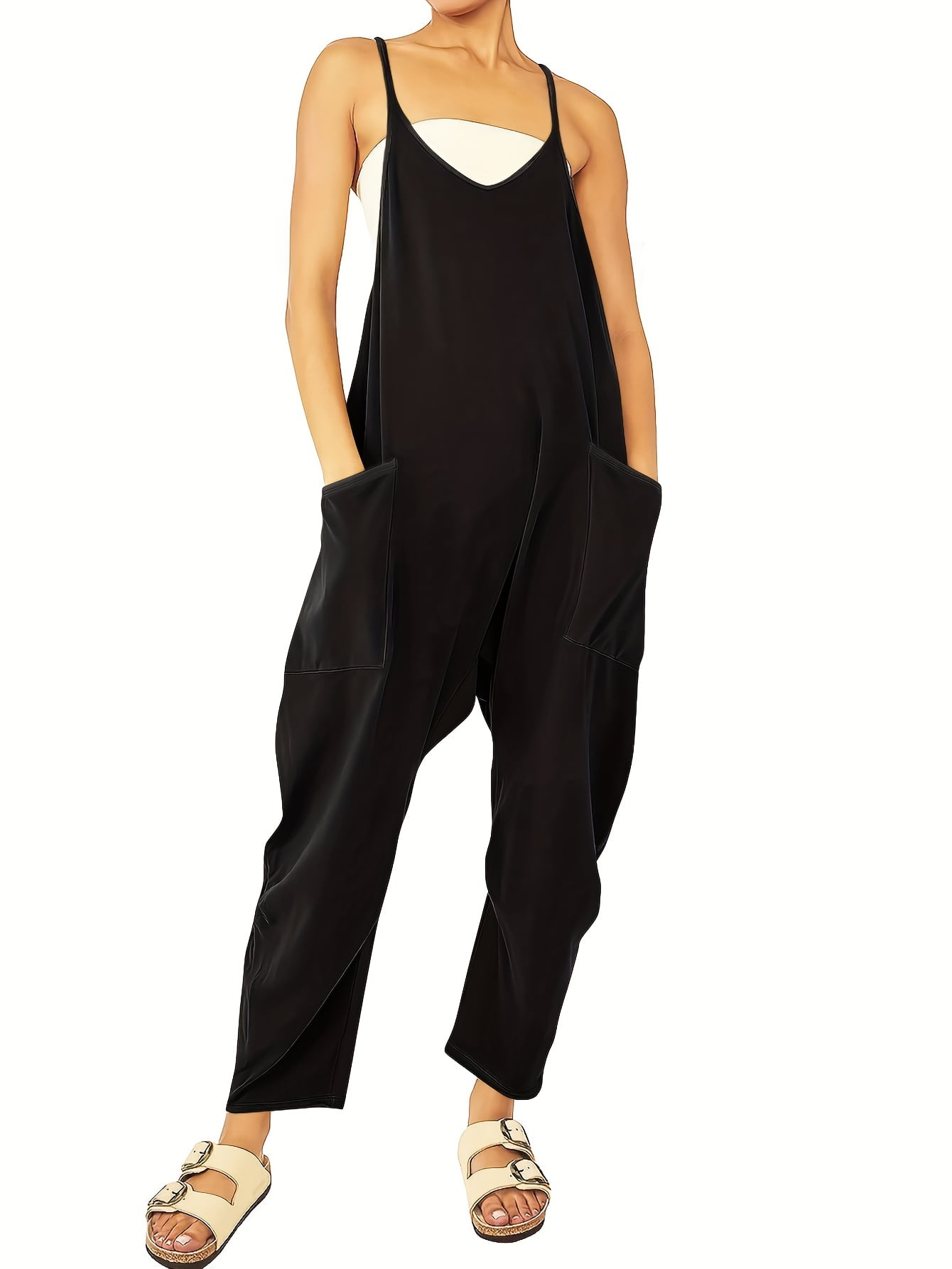 Chic Breezy Cami Jumpsuit - Solid Color, Versatile & Comfortable ...