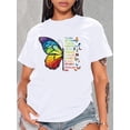 Chic Butterfly & Letter Print T-Shirt for Women - Casual Round Neck ...