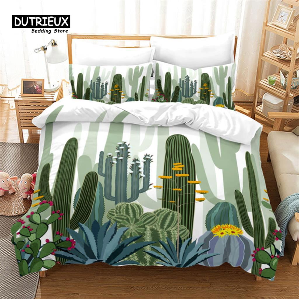 Chic Cactus Bedding Set For Kids Teen r Cartoon Green Plants Succulents ...