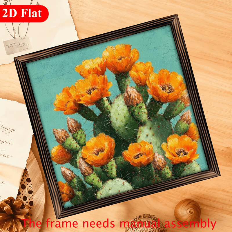 Chic Cactus Flower Art Sign, 12X12 Inch, Framed in Farmhouse ...