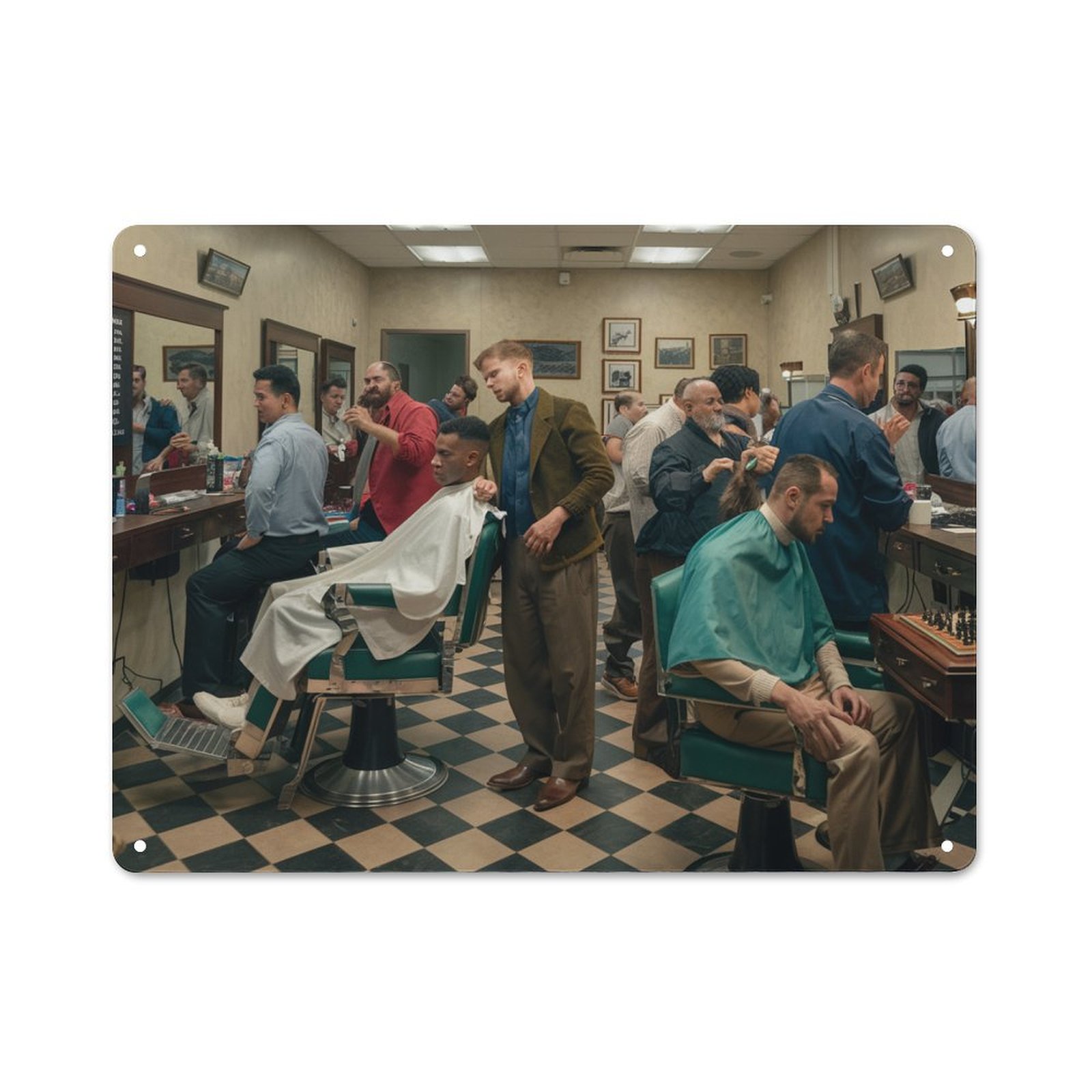 Chic Cartoon Barber Shop Metal Tin Sign - Durable Aluminum Wall Art for ...