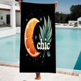 Chic Celestial Beach Towel - Vibrant Orange Green Leaf Design Stylish ...