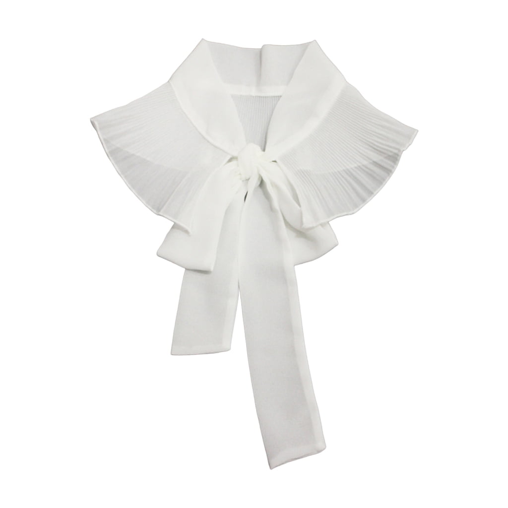 Chic Chiffon Fake Collar Shawl with Ribbon Bowknot Ruffled Detachable ...