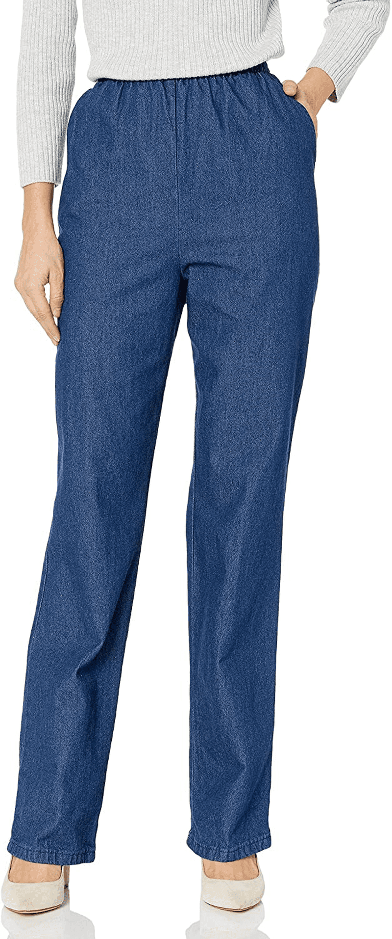 Chic Classic Collection Womens Cotton Pull On Pant With Elastic Waist