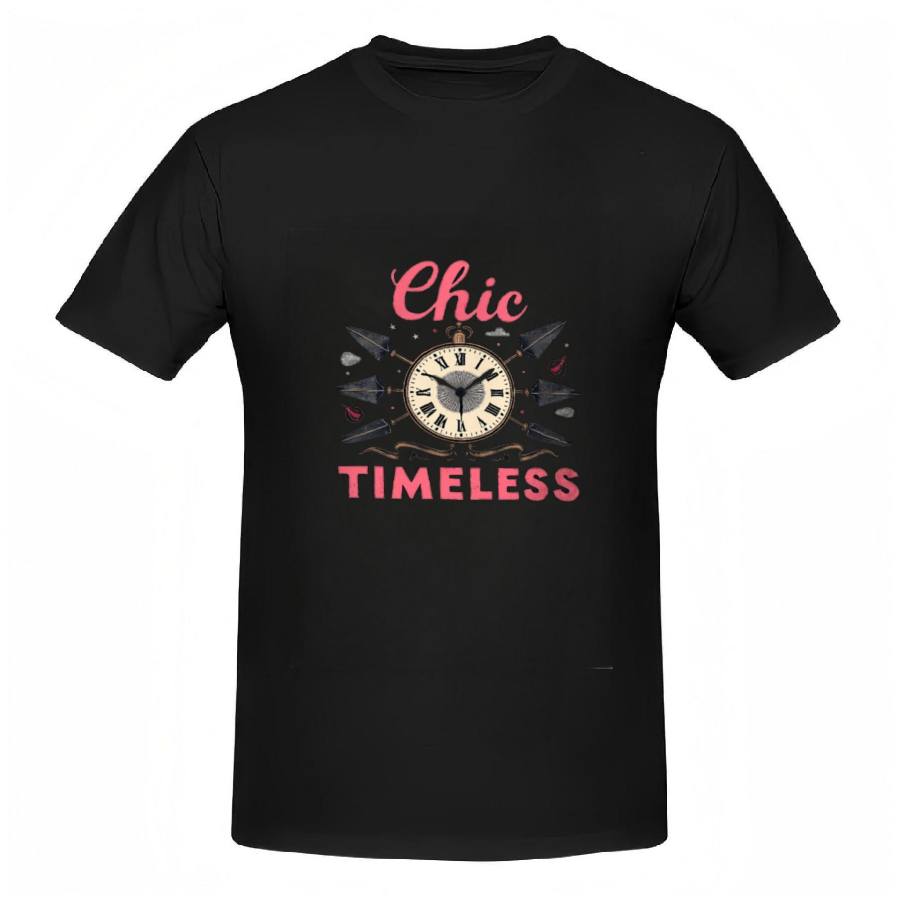 Chic Cotton Short Sleeve T-Shirt with Clock Design Roman Numerals ...