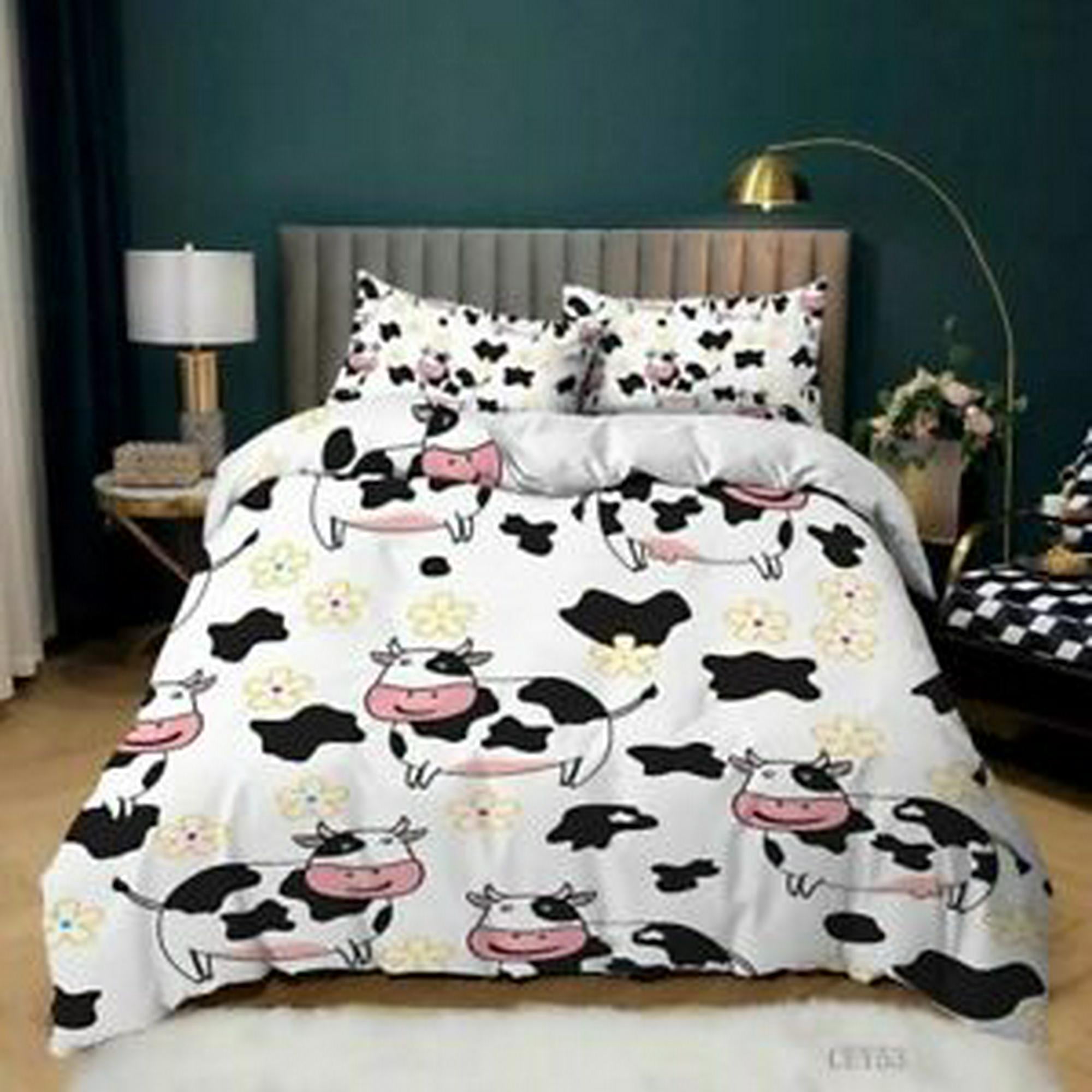 Chic Cow Print Floral Quilt & Duvet Cover Bedding Set Stylish Farmhouse ...