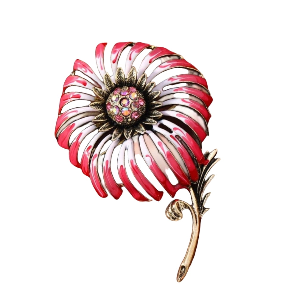Chic Dandelions Enamel Brooch Antique Gold Jewelry For Casual Or Formal ...