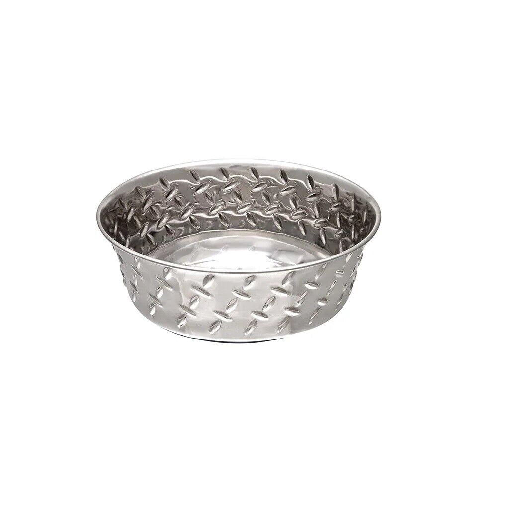 Chic Diamond Plate Heavy Weight Stainless Steel Dog Bowl Non Skid ...