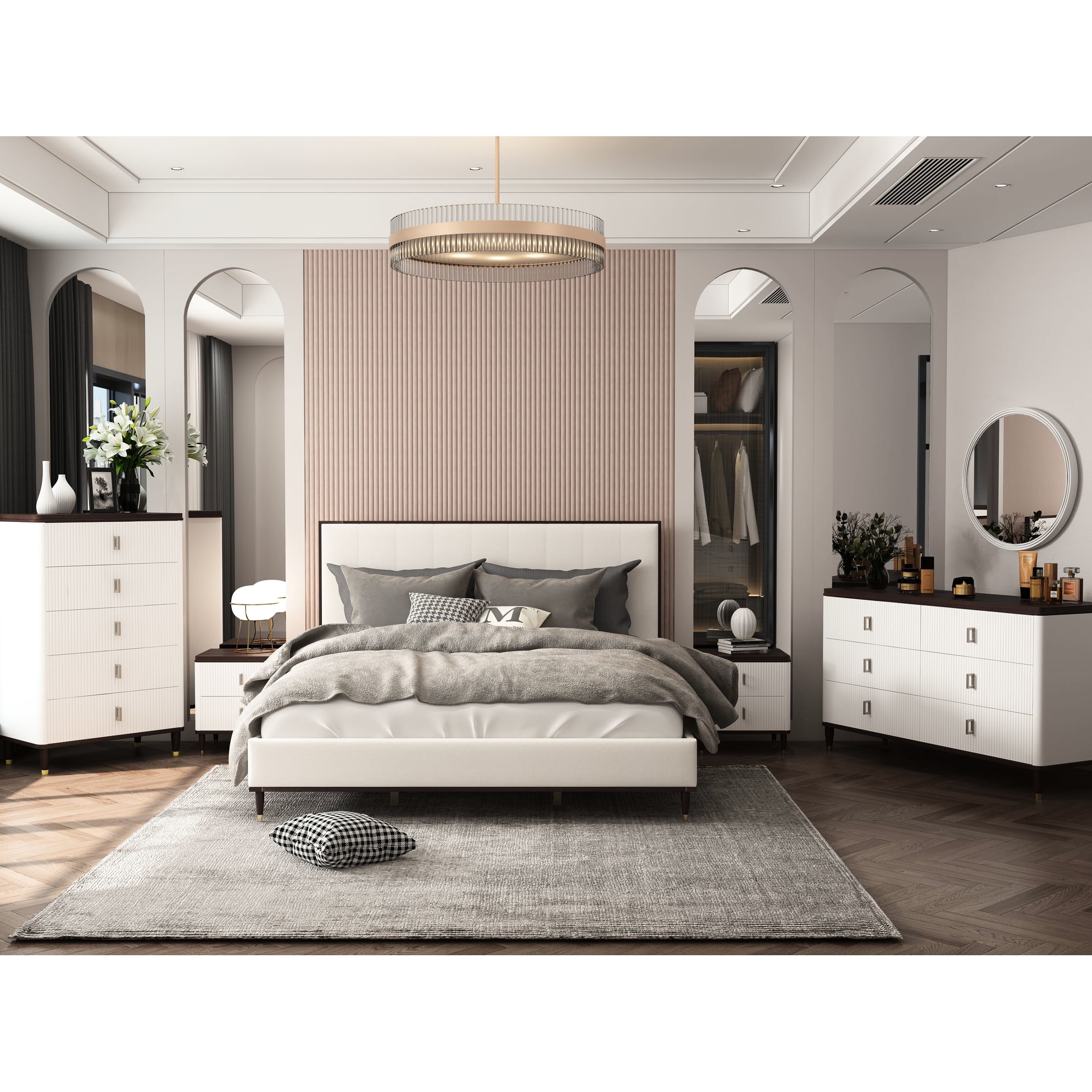 Chic E. King Bed In Gray - Materials Comfortable Sleep Experience Wood ...