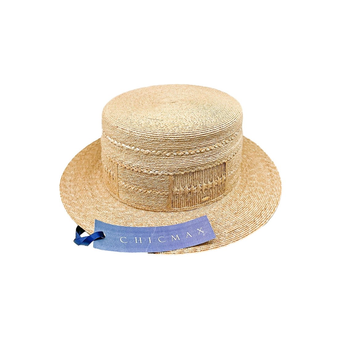 Chic Elegance in the Sun: CHICMAX Golden Straw Hat with Intricate Weave ...