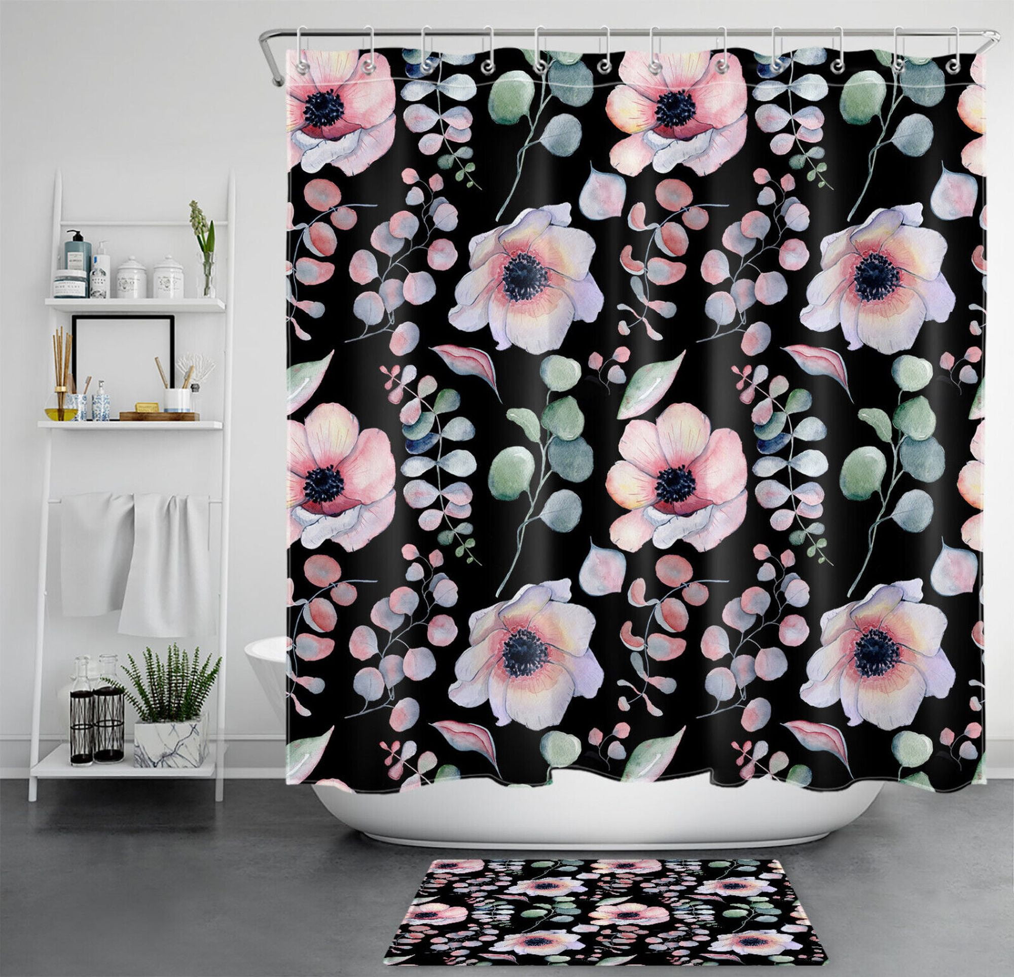 Chic Eucalyptus Leaf Shower Curtain Set Elevate Your Bathroom With