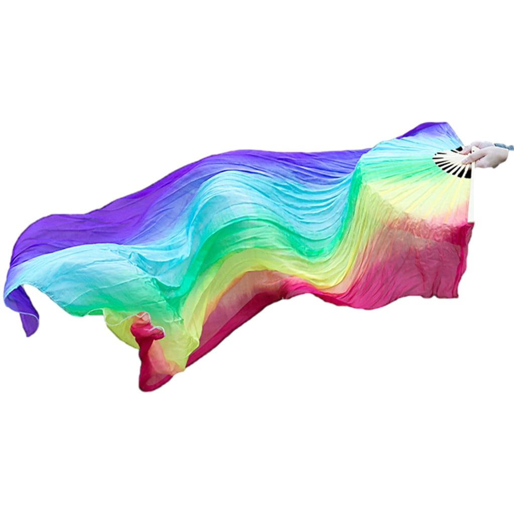 Chic Extended Dance Fan Faux Silk Belly Dancing Fans Veils Folding Fans ...