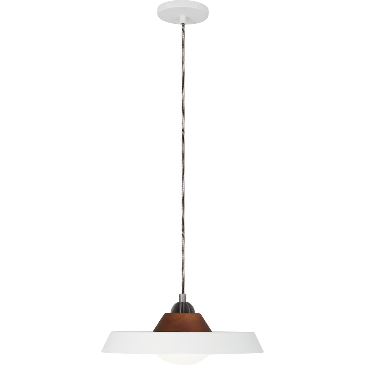 Chic Far Collection Pendant Light | White Powder Coated Iron & Ash Wood ...