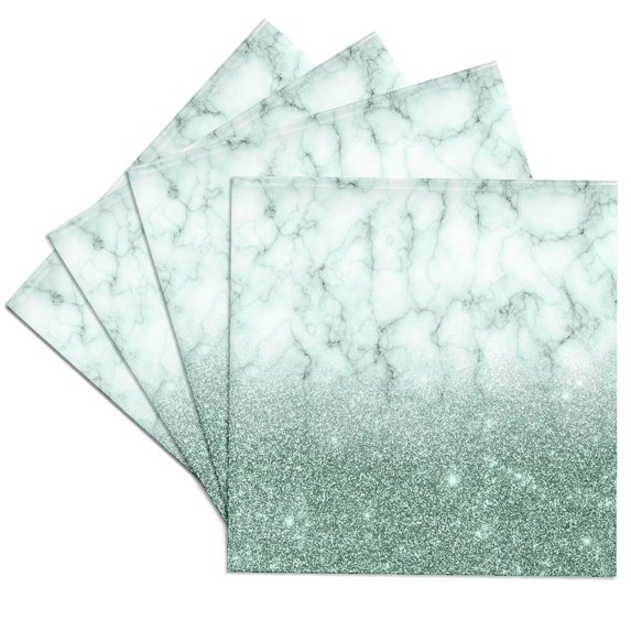 3drose, Chic Faux Digitally Printed Aqua Glitter and Marble Flat Design ...