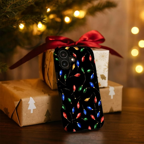 Chic Festive Lights Pattern Holiday Phone Case with iPhone 17 through ...