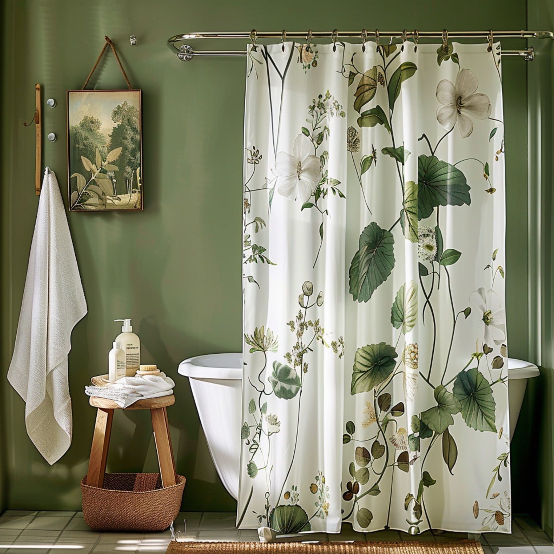 Chic Floral Shower Curtain With Elegant Leaf Design Transform Your