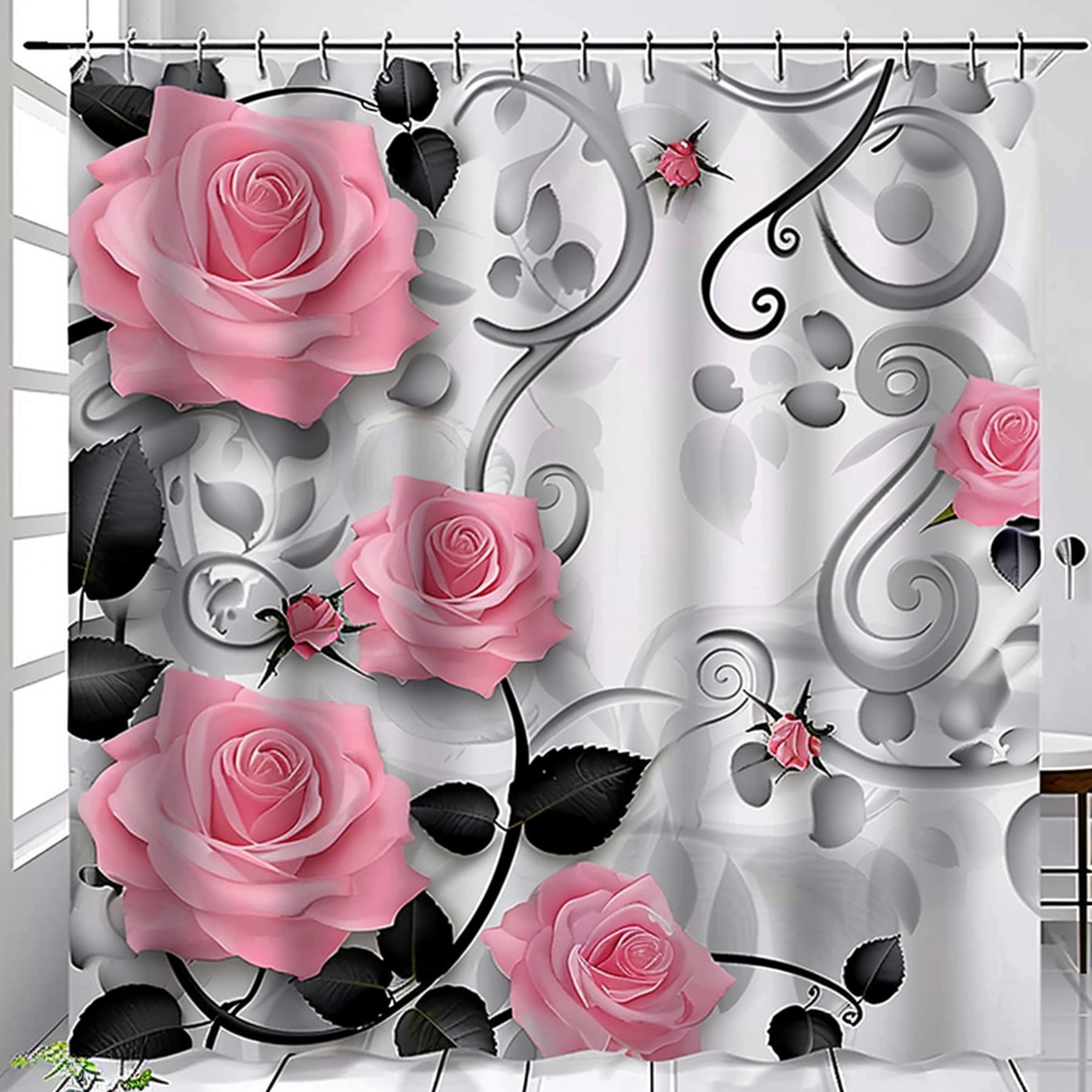 Chic Floral Shower Curtain With Elegant Leaf Design Transform Your