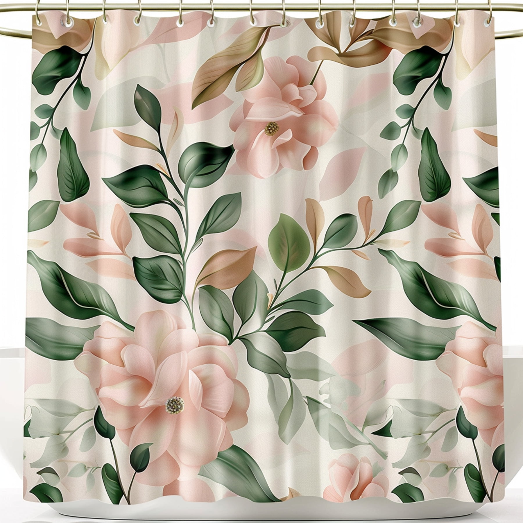 Chic Floral Shower Curtain With Magnolia And Eucalyptus Design Elegant