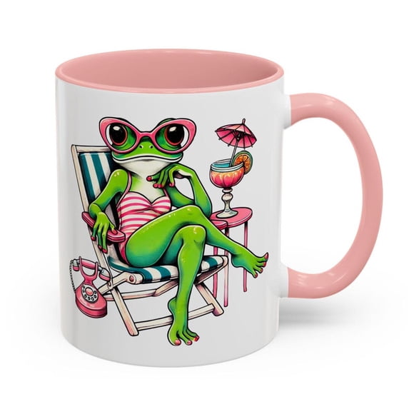 Chic Frog Mug StY1LiS1H C1Artoon Frog Relaxing in Sungla1sses Swimsuit ...