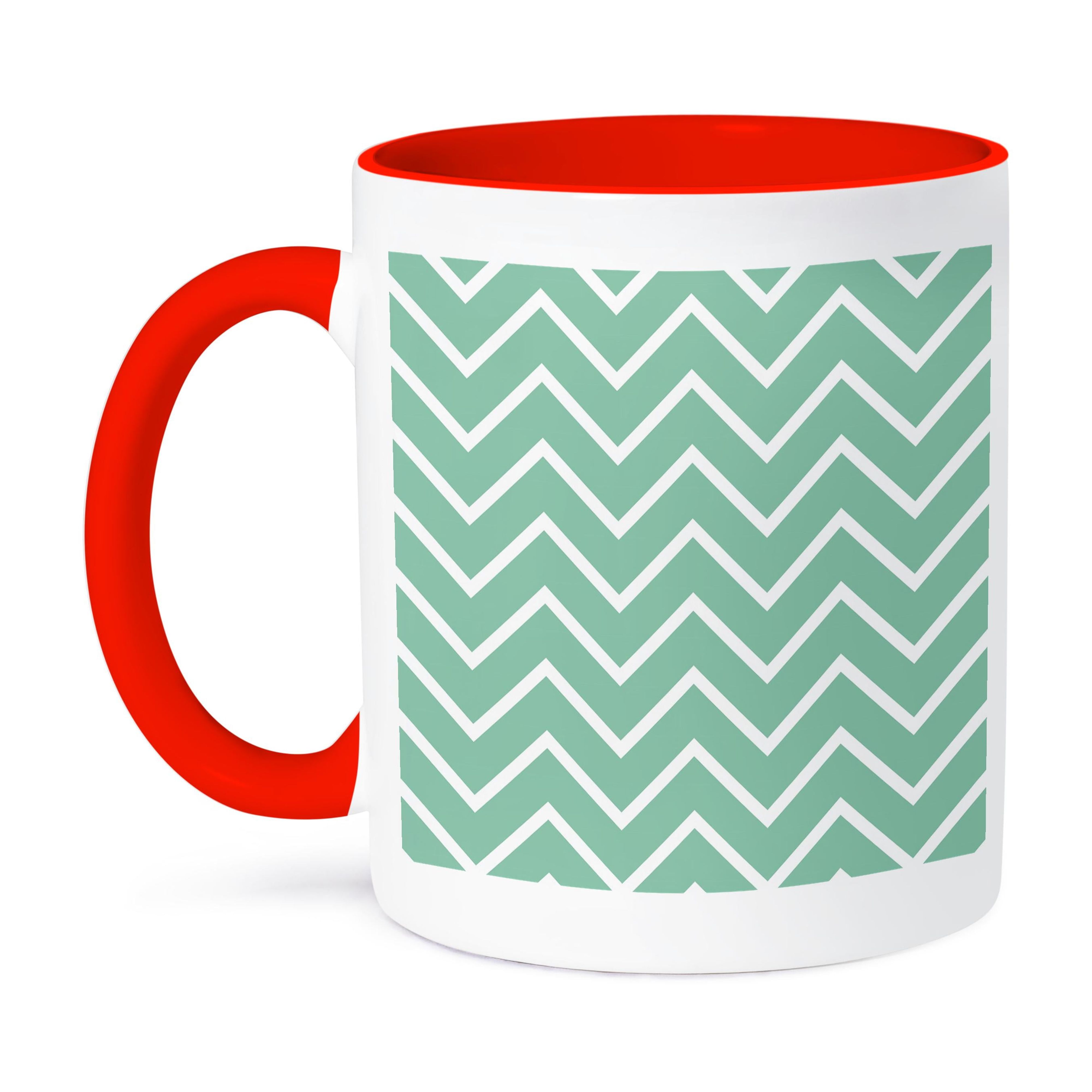 Chic Girly Mint And White Zigzag Chevron, 11oz Two-Tone Red Mug ...