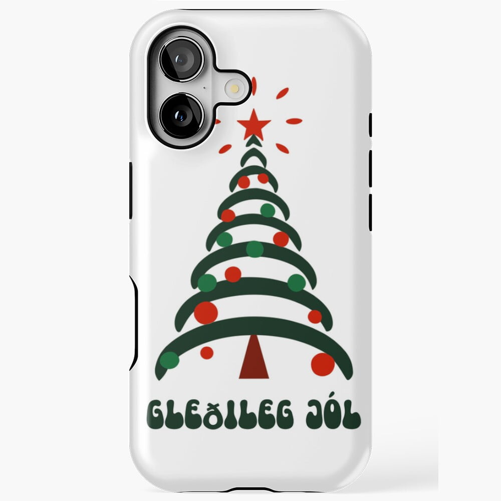 Chic Gleðileg Jól Christmas Tree Elegance iPhone Case 11 to 17 Pro Max ...