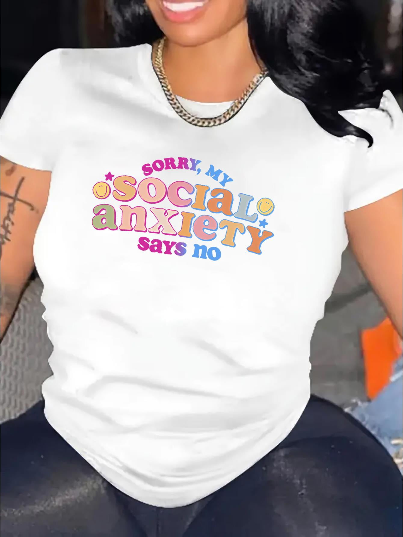 Chic Gradient Letter Print Women's T-Shirt - Casual Crew Neck, Short ...