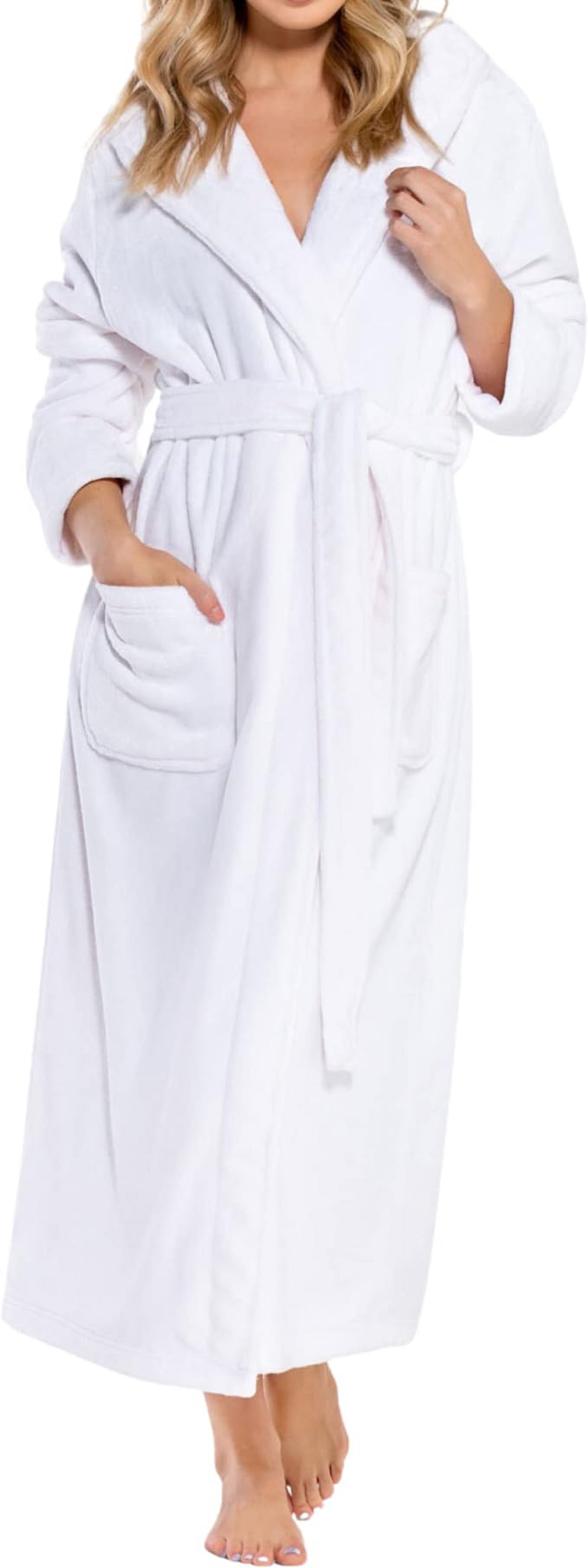 Chic Happen Plush Coral Fleece Bath Robe with Belt, Pockets, Full ...
