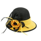 Chic Headwear 1920s Flapper Loop Flax Fabric Hat - Black/Yellow ...