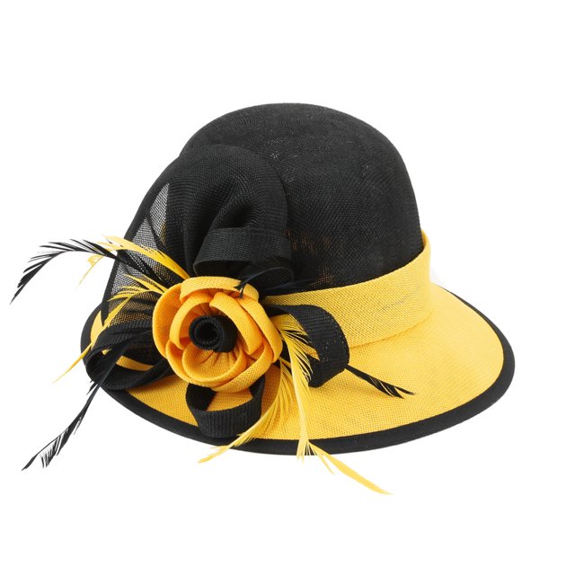 Chic Headwear 1920s Flapper Loop Flax Fabric Hat - Black/Yellow ...