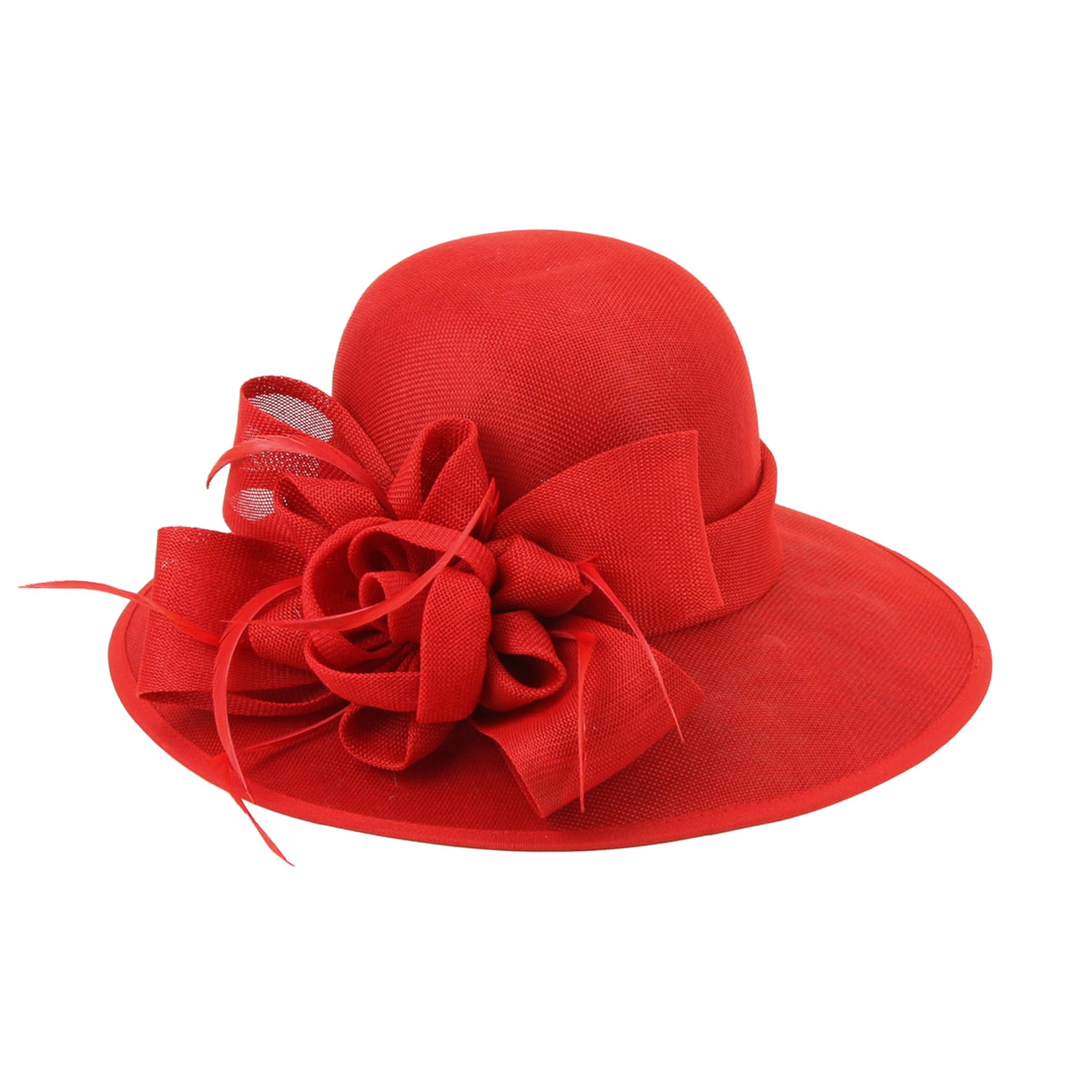 Chic Headwear Woven Rose Bow Flax Fabric Tea Hat - Red - Walmart.com