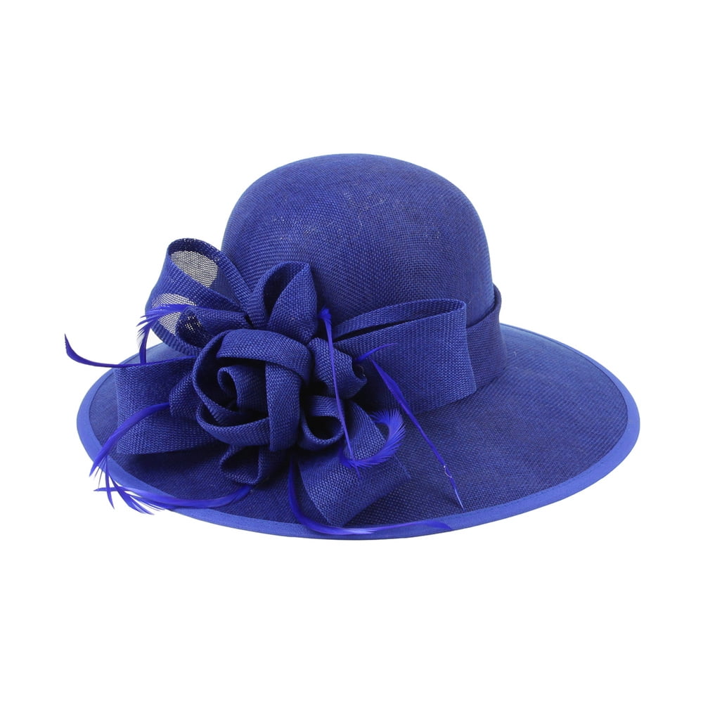 Chic Headwear Woven Rose Bow Flax Fabric Tea Hat - Royal - Walmart.com