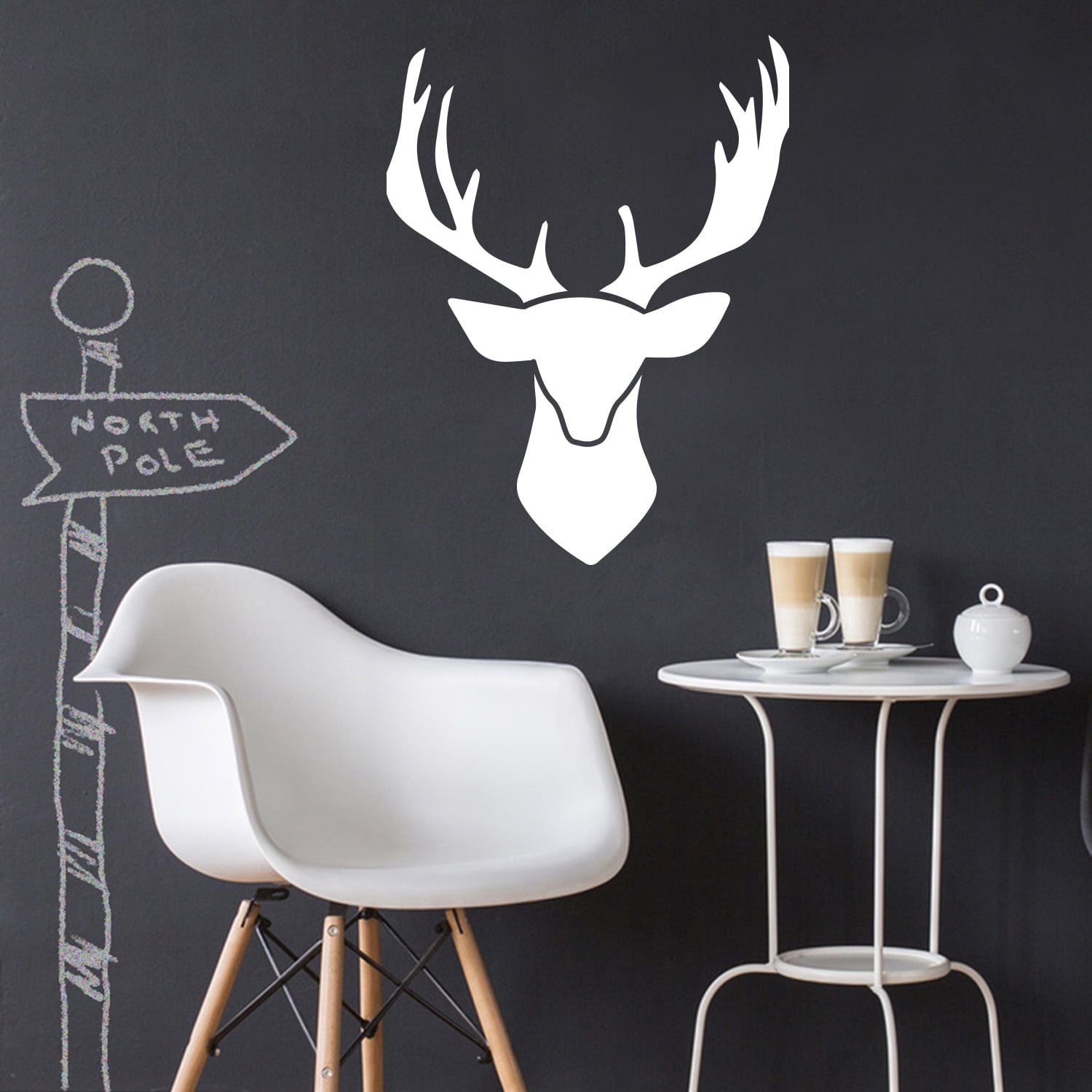 Chic Holiday Deer Outline Vinyl Wall Art Decal - 30" x 22.5" Decoration ...