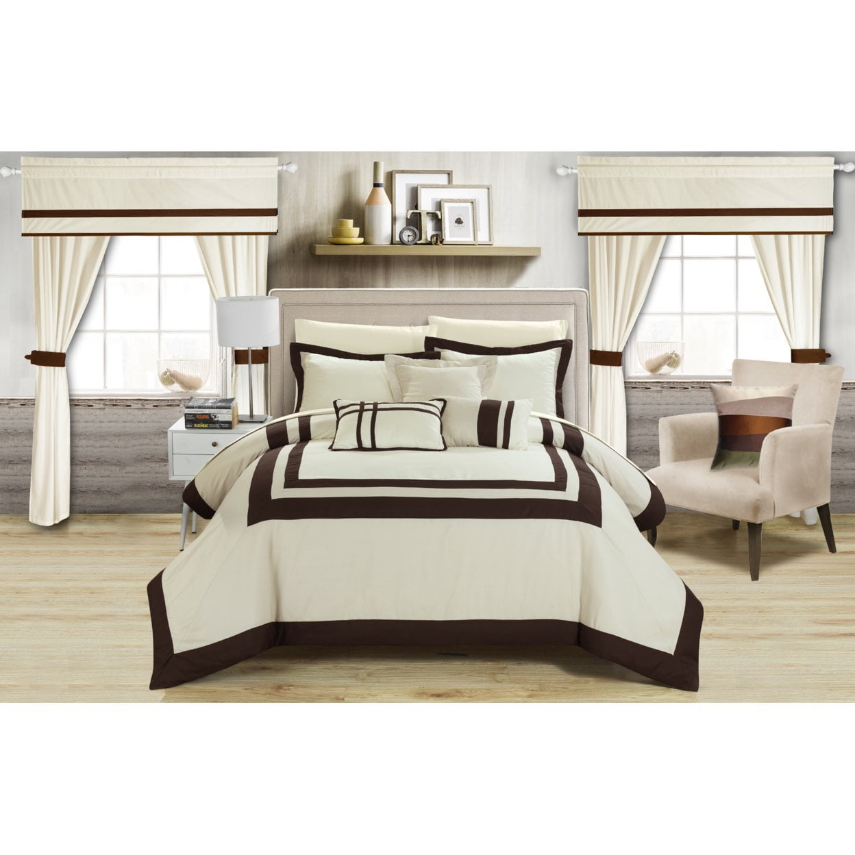 Chic Home 20-Piece Ritz Complete King Set - Comforter, Sheets, Window ...