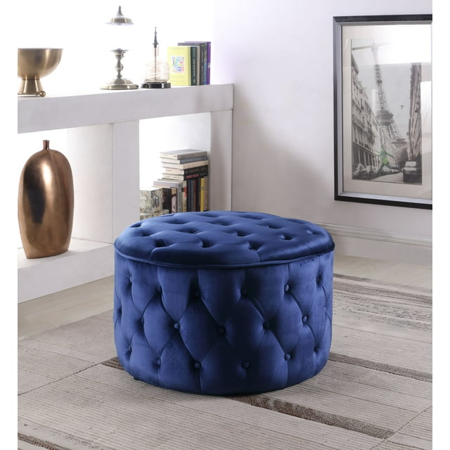 Chic Home Adna Ottoman Button Tufted Velvet Upholstered Round Pouf - Walmart.com