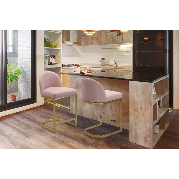 Chic Home Airlie PU Leather Upholstered Half-Moon Counter Stool ...