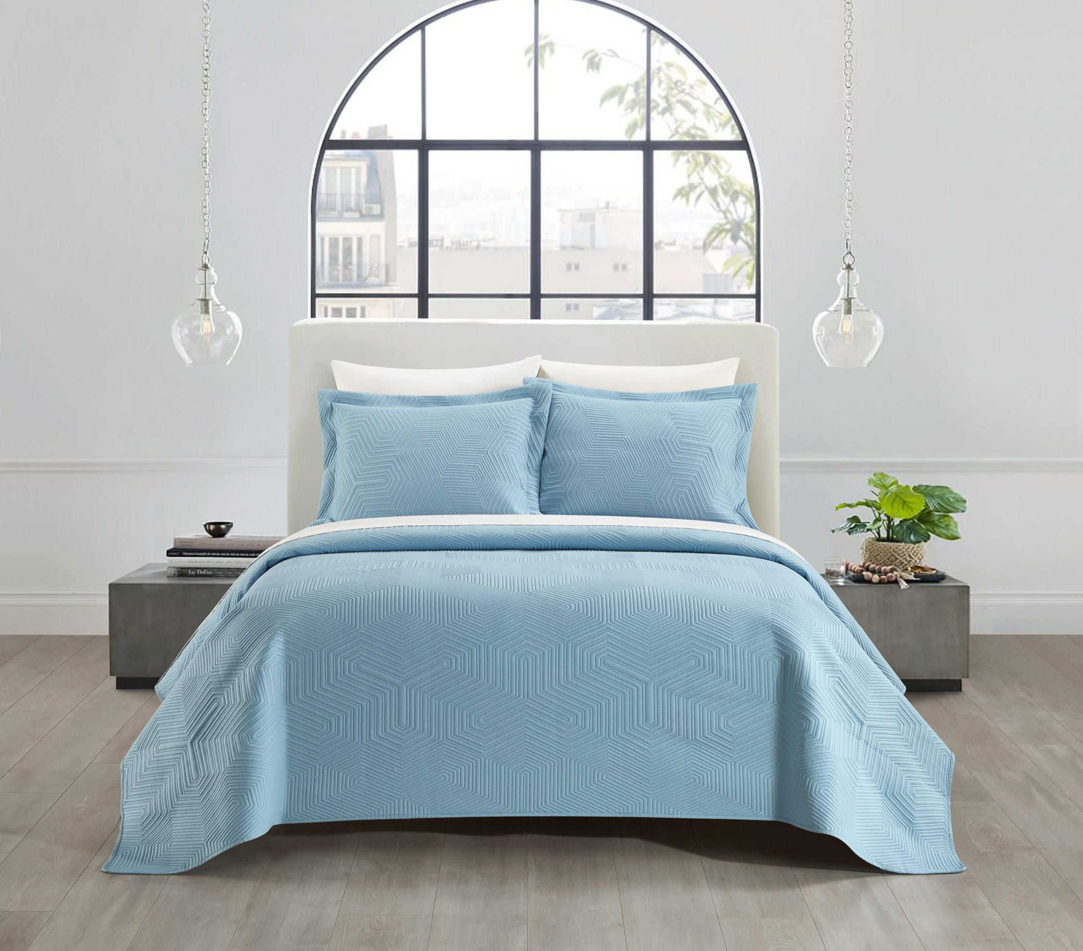 Chic Home Aldridge 7-Pc Blue Quilt Set, King - Walmart.com