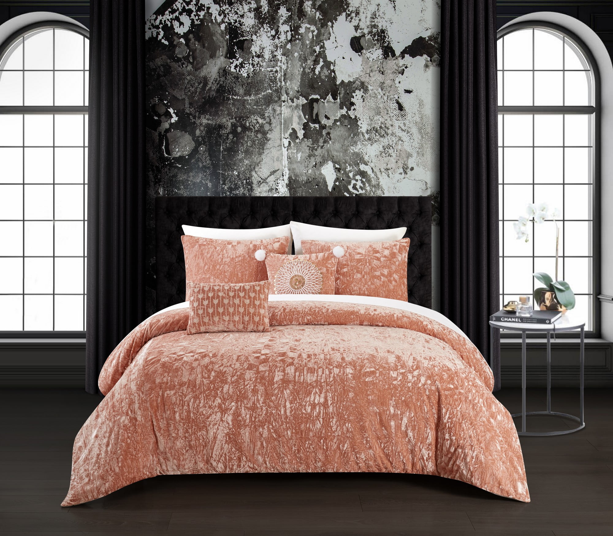 Chic Home Alianna Comforter Set Crinkle Crushed Velvet Bed In A Bag ...