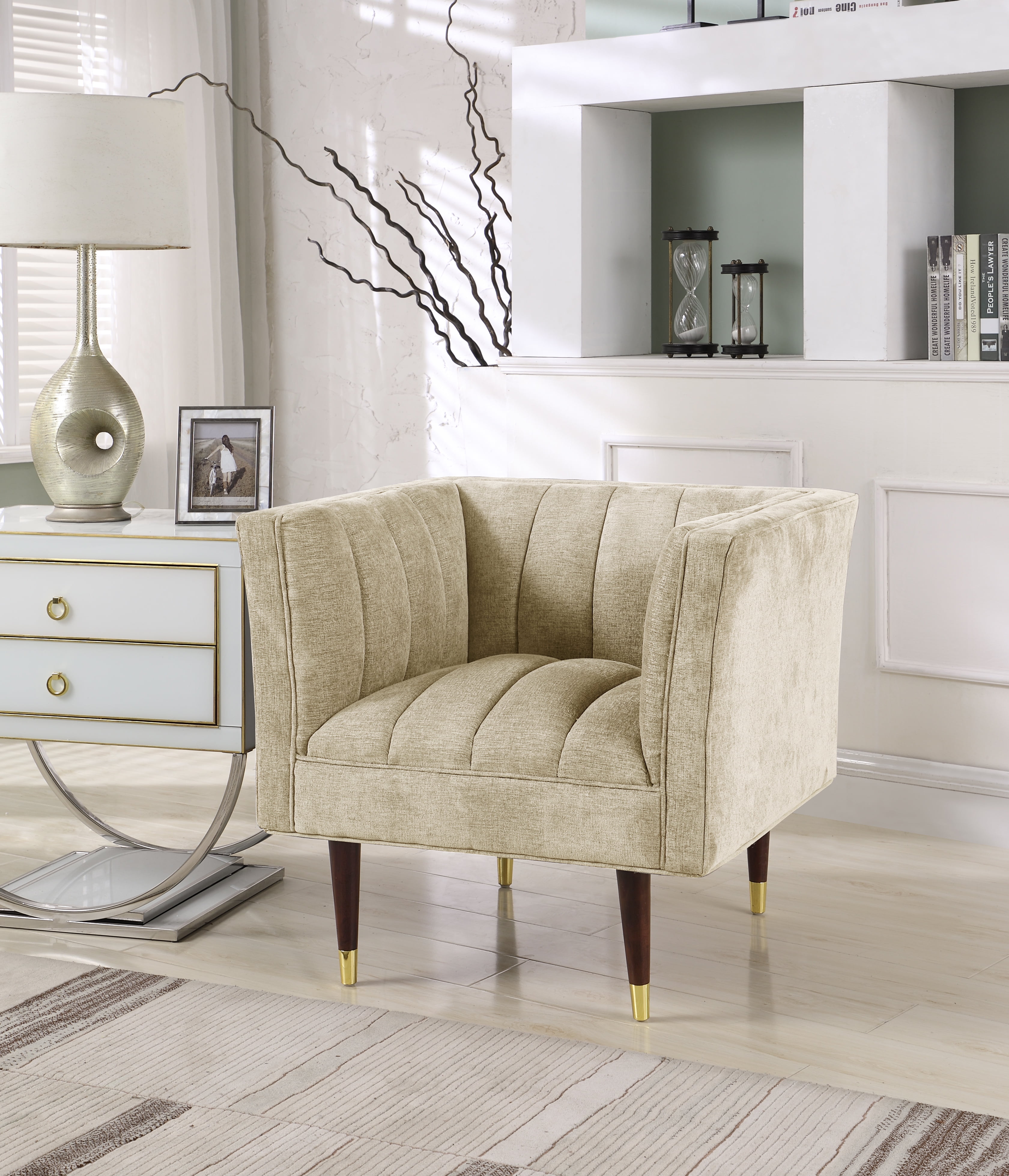 Chic Home Alma Accent Club Chair Clam Shell Linen-Textured Upholstery ...