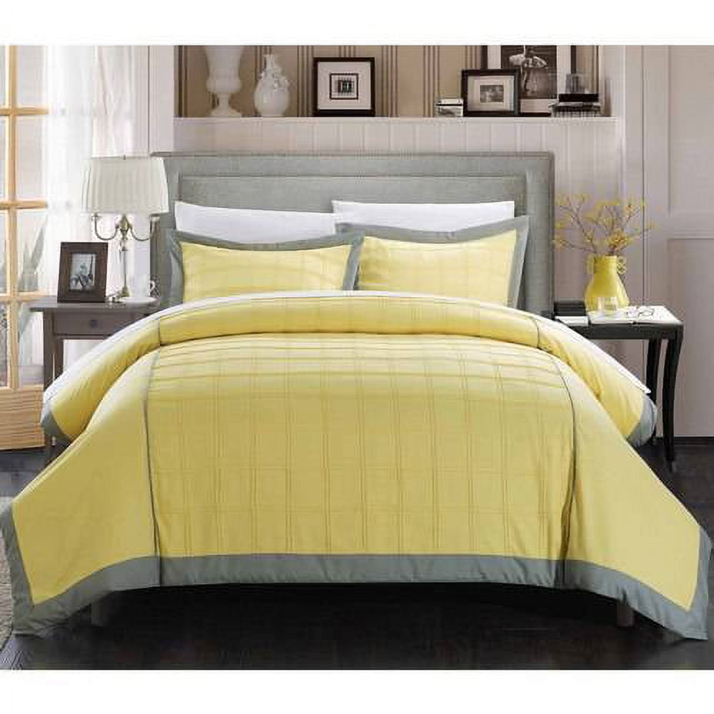 Chic Home Angevin 7-Piece Color Block Duvet Cover Set, King, Yellow ...