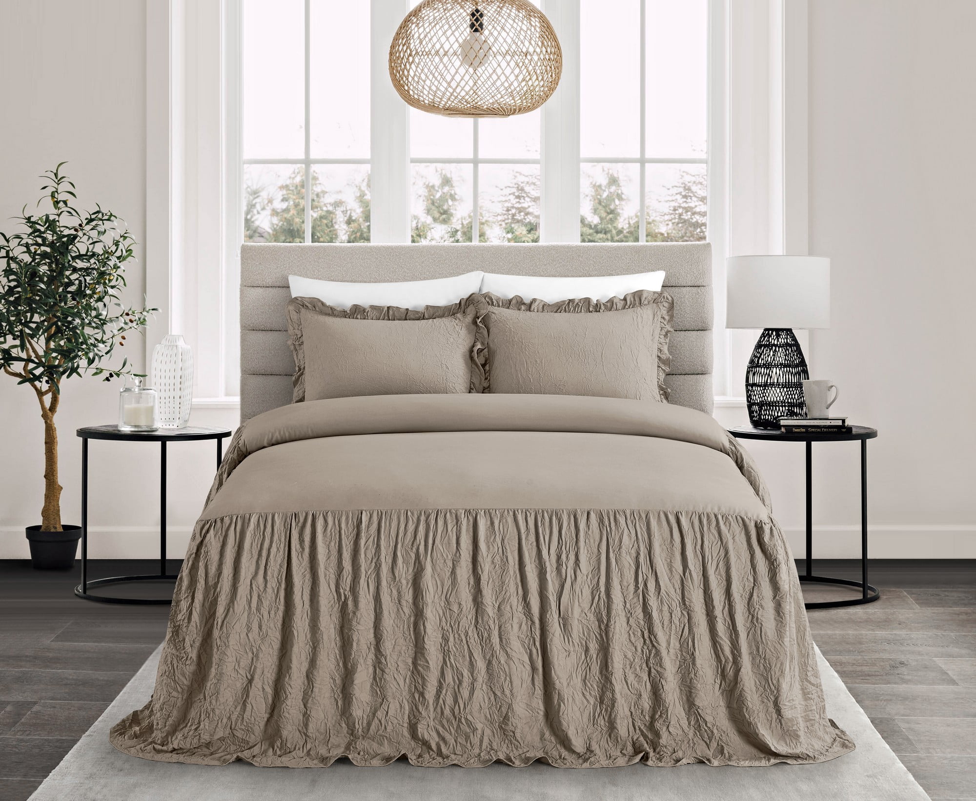 Chic Home Ashford Quilt Set Crinkle Crush Ruffled Drop Design Bed In A ...