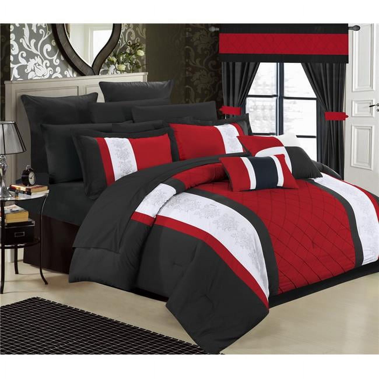 Chic Home Aura Complete Pintuck Embroidery Color Block Bedding, Sheets ...