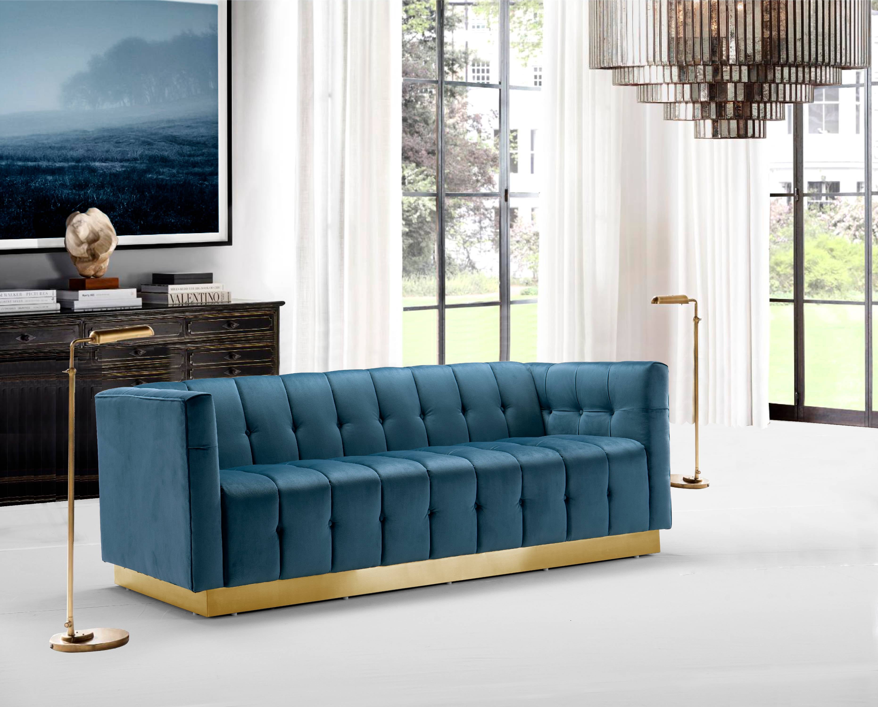 Chic Home Aviv Velvet Upholstered Channel-Quilted Sofa - Walmart.com