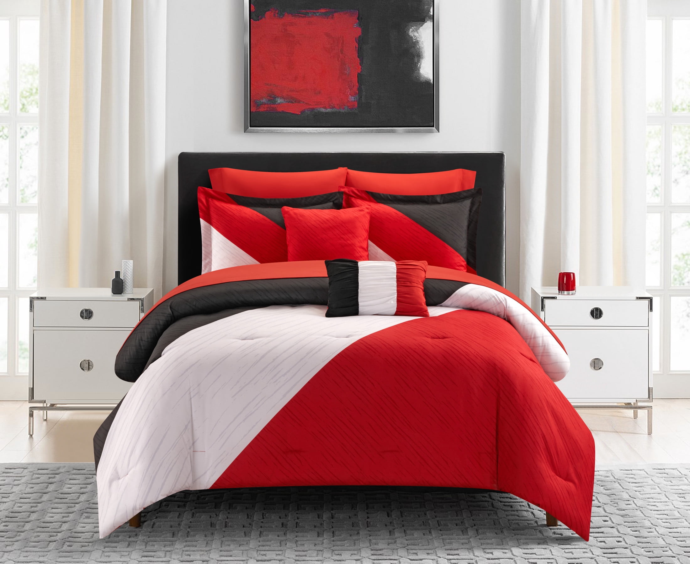 Chic Home Ayrton 9-Pc Red Comforter Set, Queen - Walmart.com