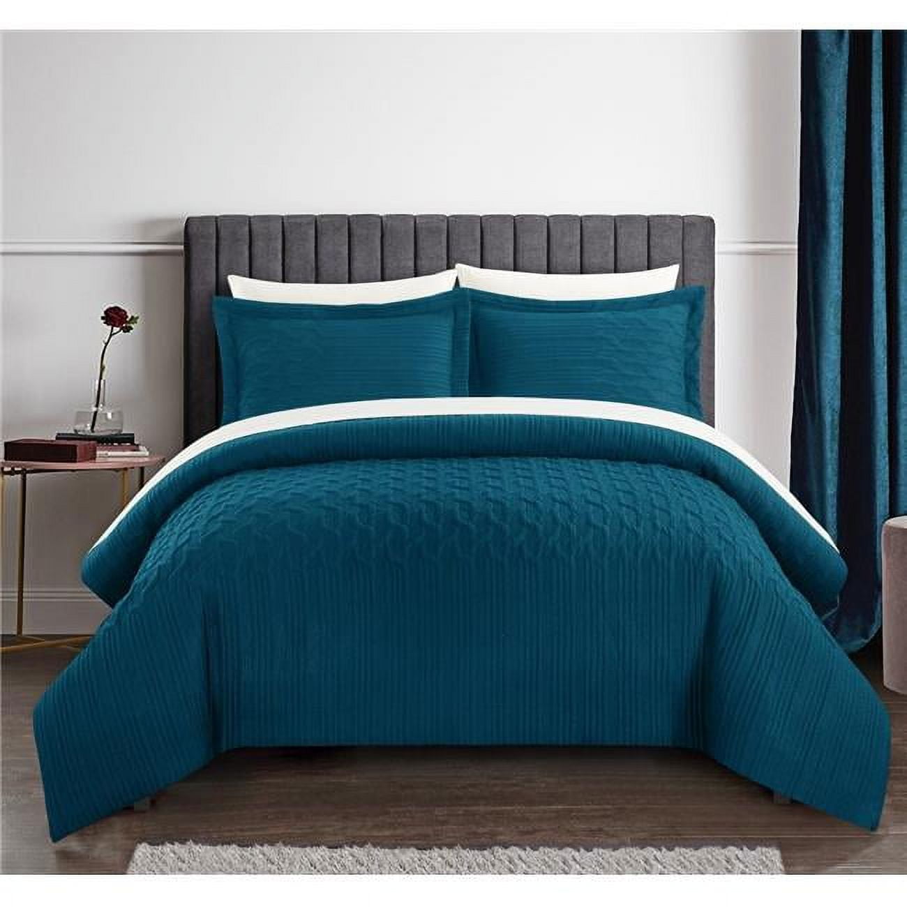 Chic Home BCS12807-US 3 Piece Jazzmyn Comforter Set - Teal, Queen Size - Walmart.com