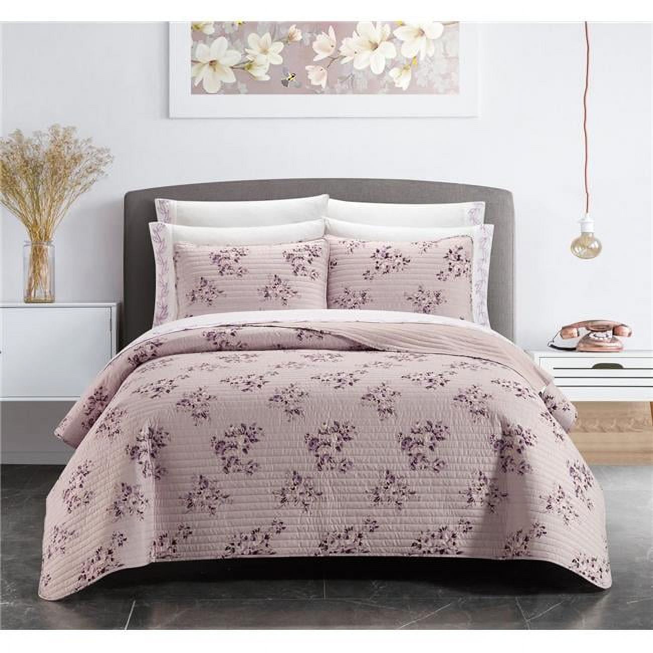 Chic Home BQS23513-US Triniti Quilt Set, Blush Pink & Purple - King ...