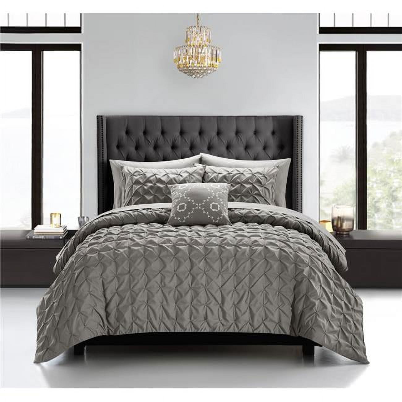 Chic Home Bates Pinch Pleat Box Design Bed in A Bag Bedding Comforter ...