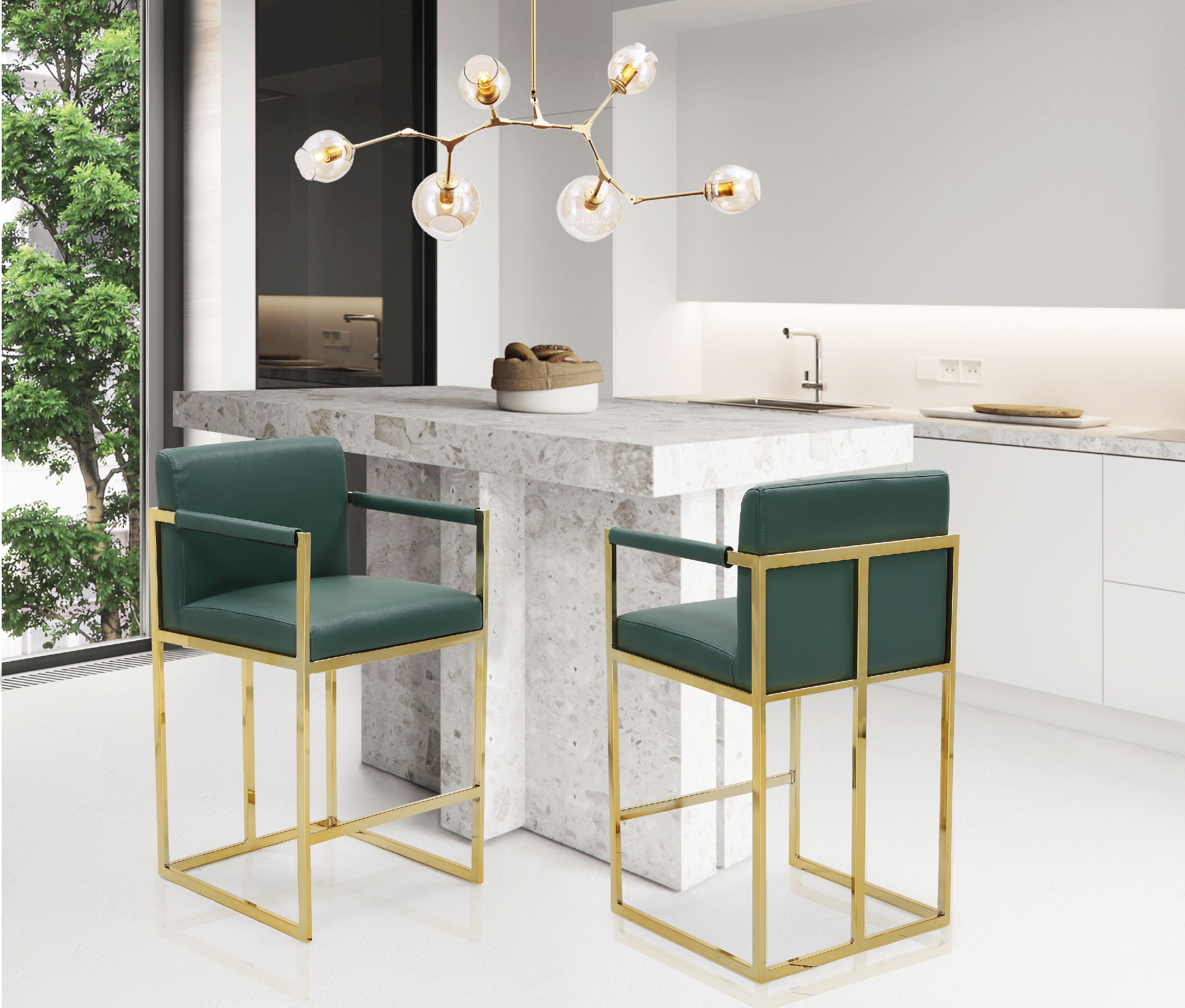 Chic Home Bertrand PU Leather Counter Stool - Modern Design - Walmart.com